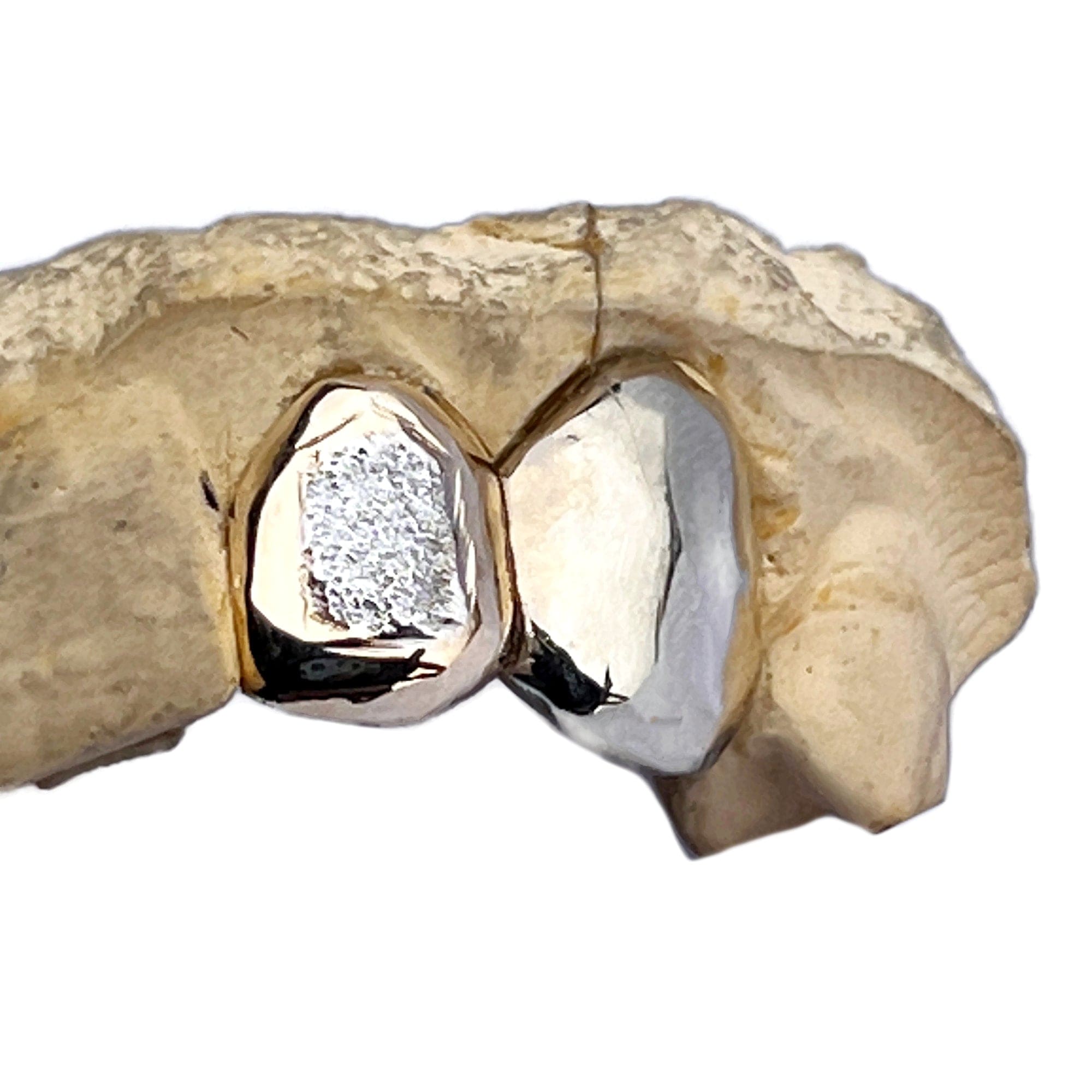 10K Gold Double Side One Diamond Dust One Solid Canine Tooth Custom Gr