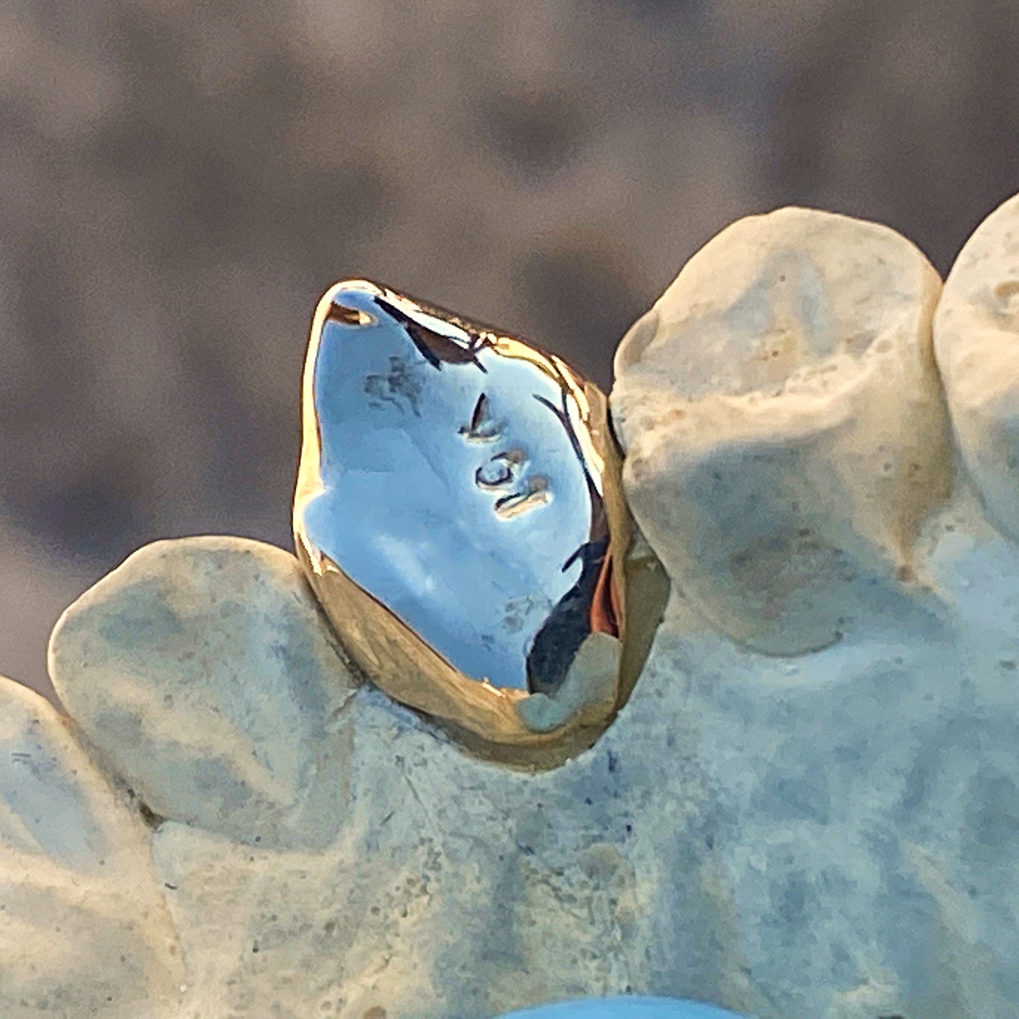 10K Gold or 14K Gold Single Canine Vampire Fang Tooth Two-Tone w/Diamo