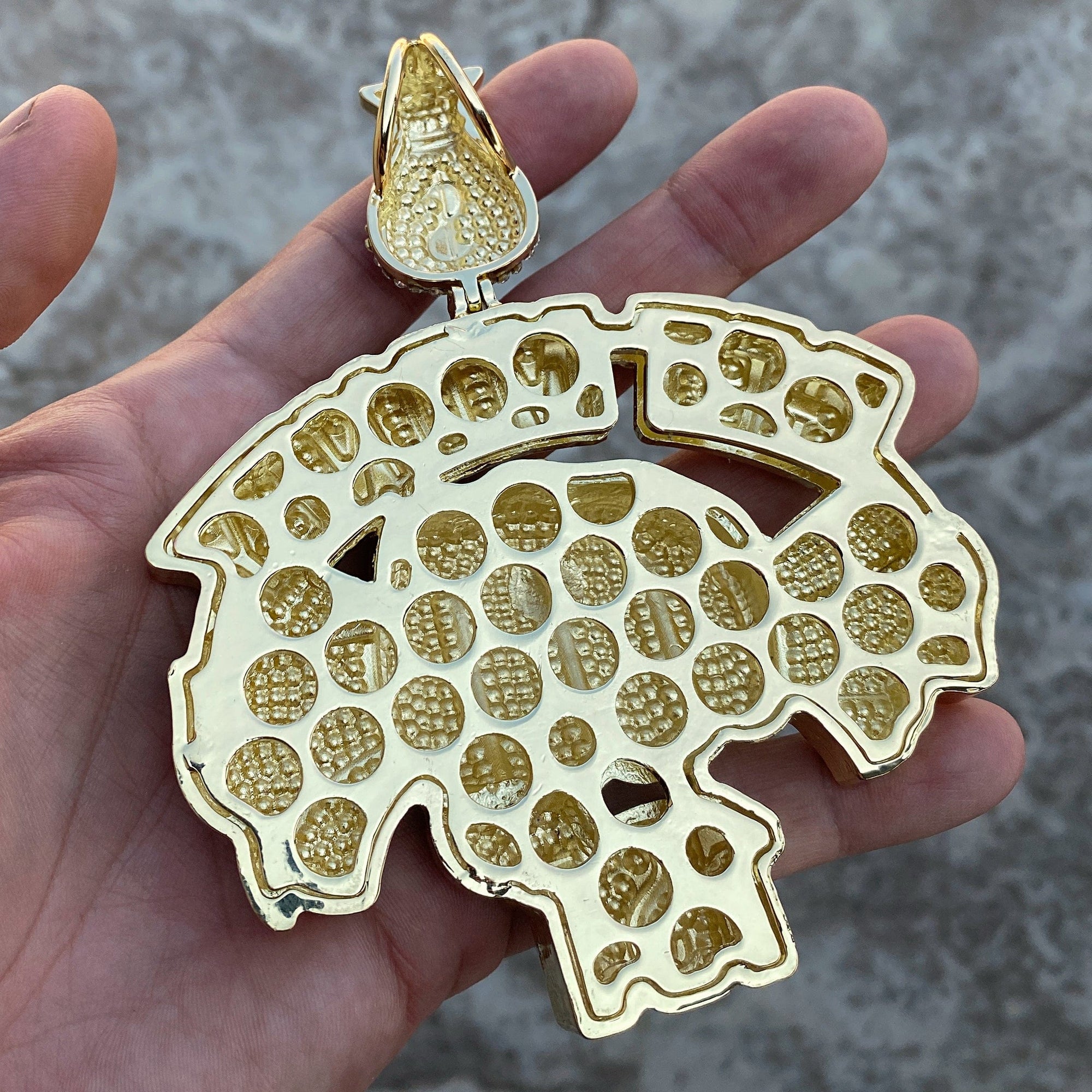 14k Gold Finish "Get Money 1st" Cash Fist Jumbo Pendant