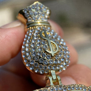 14k Gold Finish "Get Money 1st" Cash Fist Jumbo Pendant