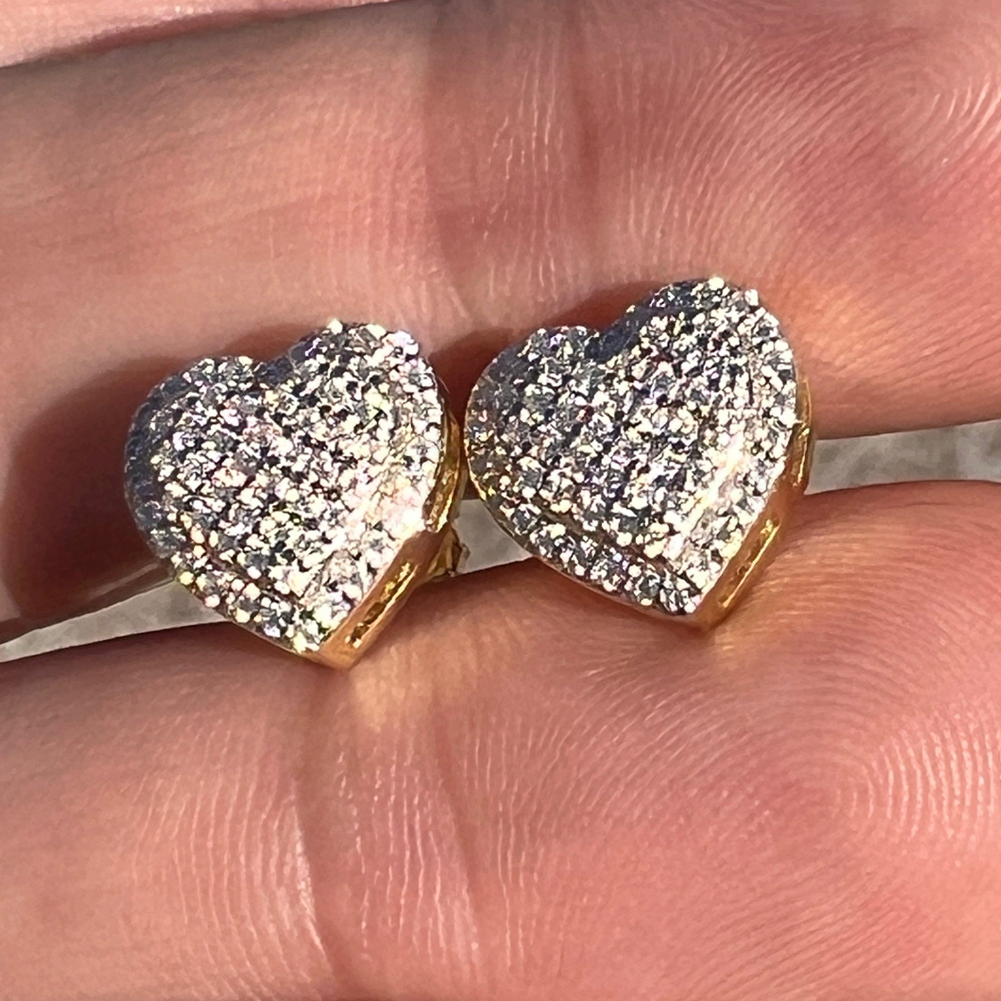 14k Gold Pated 925 Sterling Silver Heart Earrings Iced 0.65ct Moissani