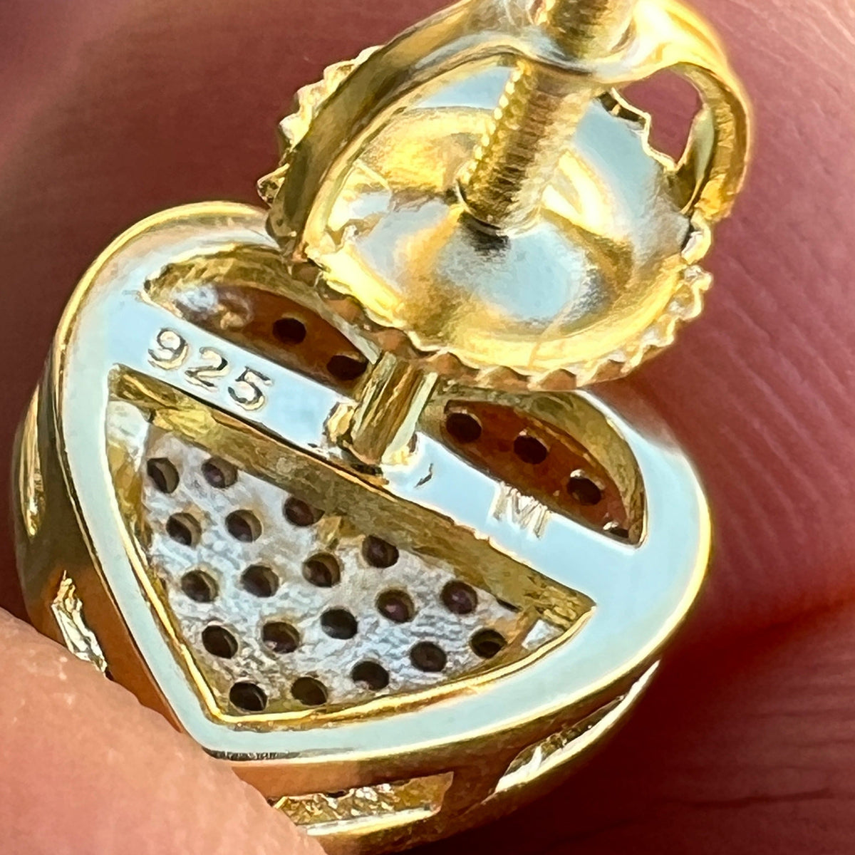 14k Gold Pated 925 Sterling Silver Heart Earrings Iced 0.65ct Moissani