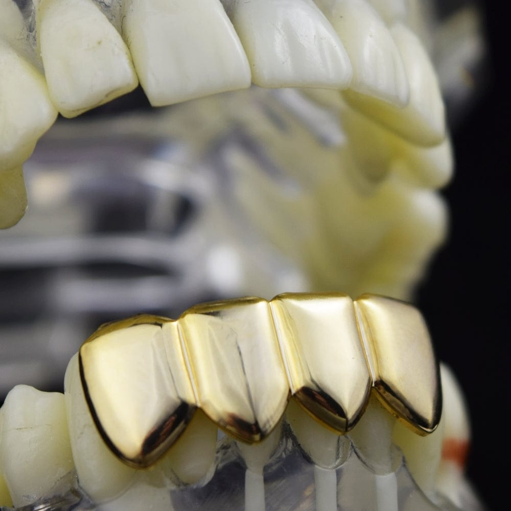Fake Gold Teeth In Grillz & Dental Grills Silver Open Face Grillz Fangs ...