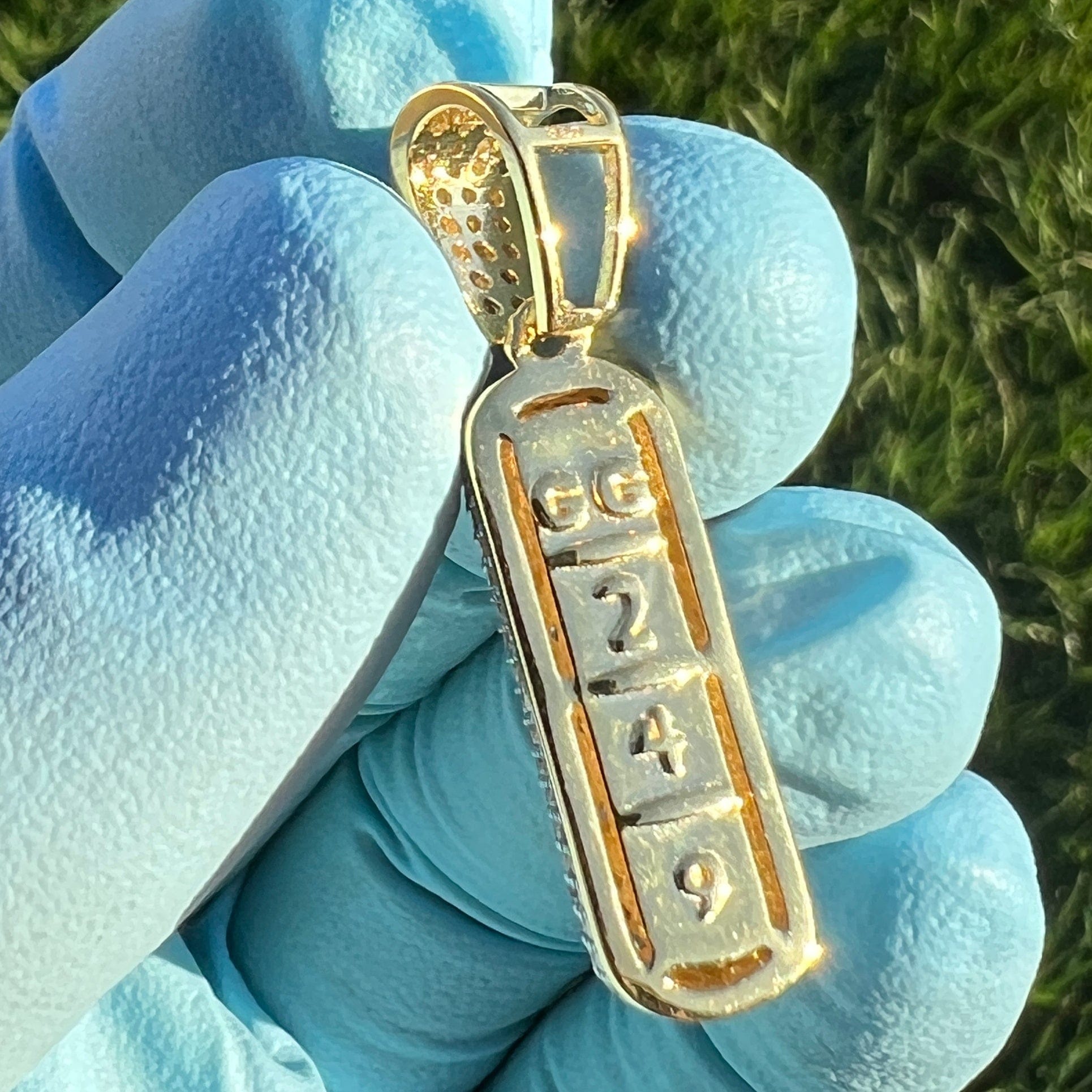 14K Gold Plated 925 Silver Two-Tone GG 249 Z Bar Pill Zannies Xannies