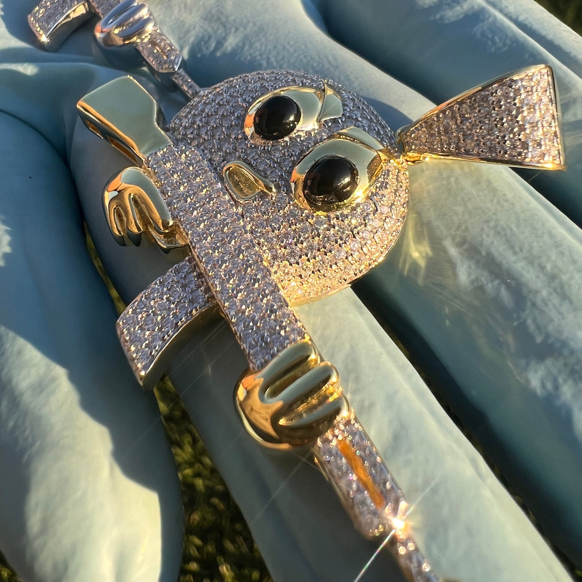 14K Gold Plated 925 Sterling or All Silver Angry Face Emoji AK47 Gun M