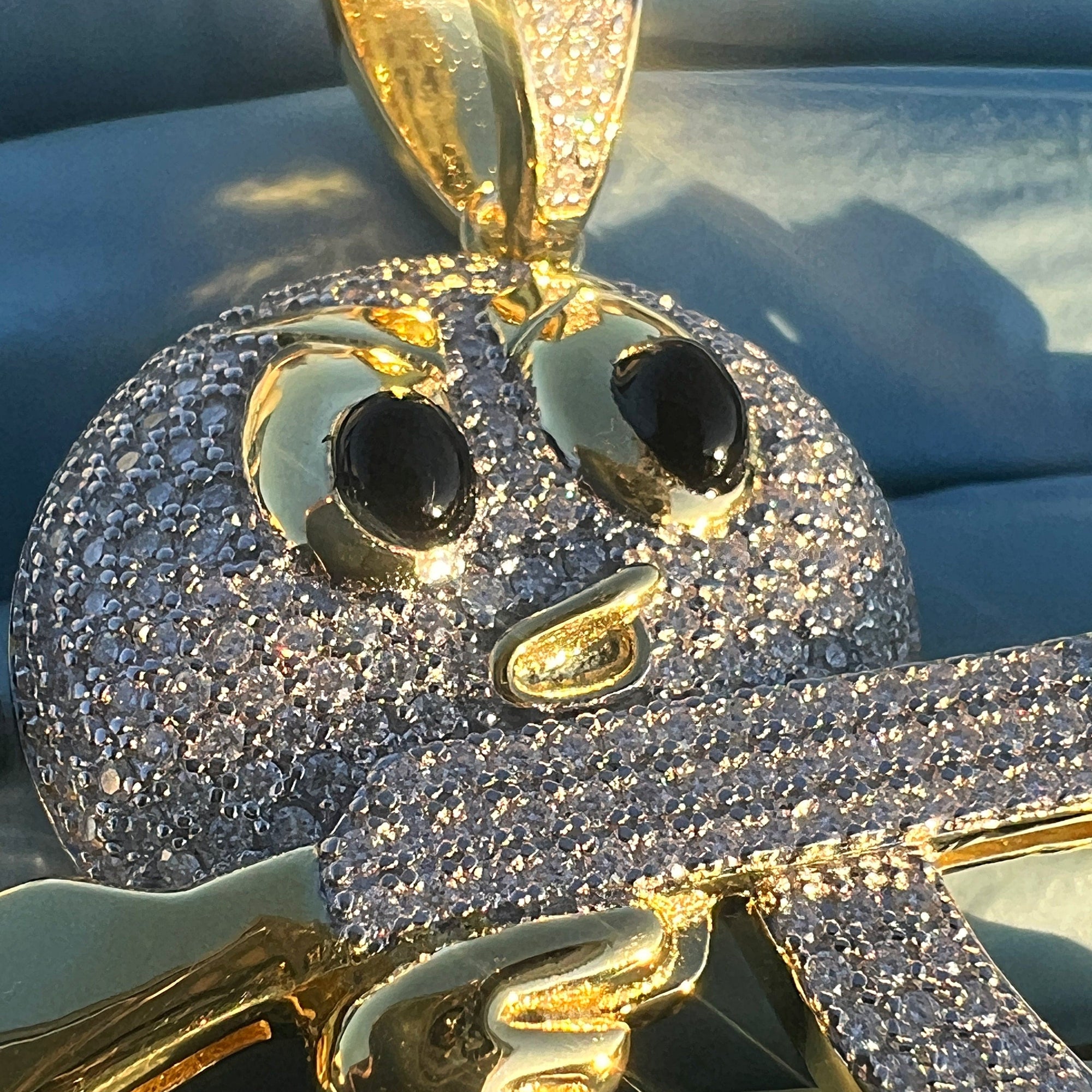 14K Gold Plated 925 Sterling or All Silver Angry Face Emoji AK47 Gun M
