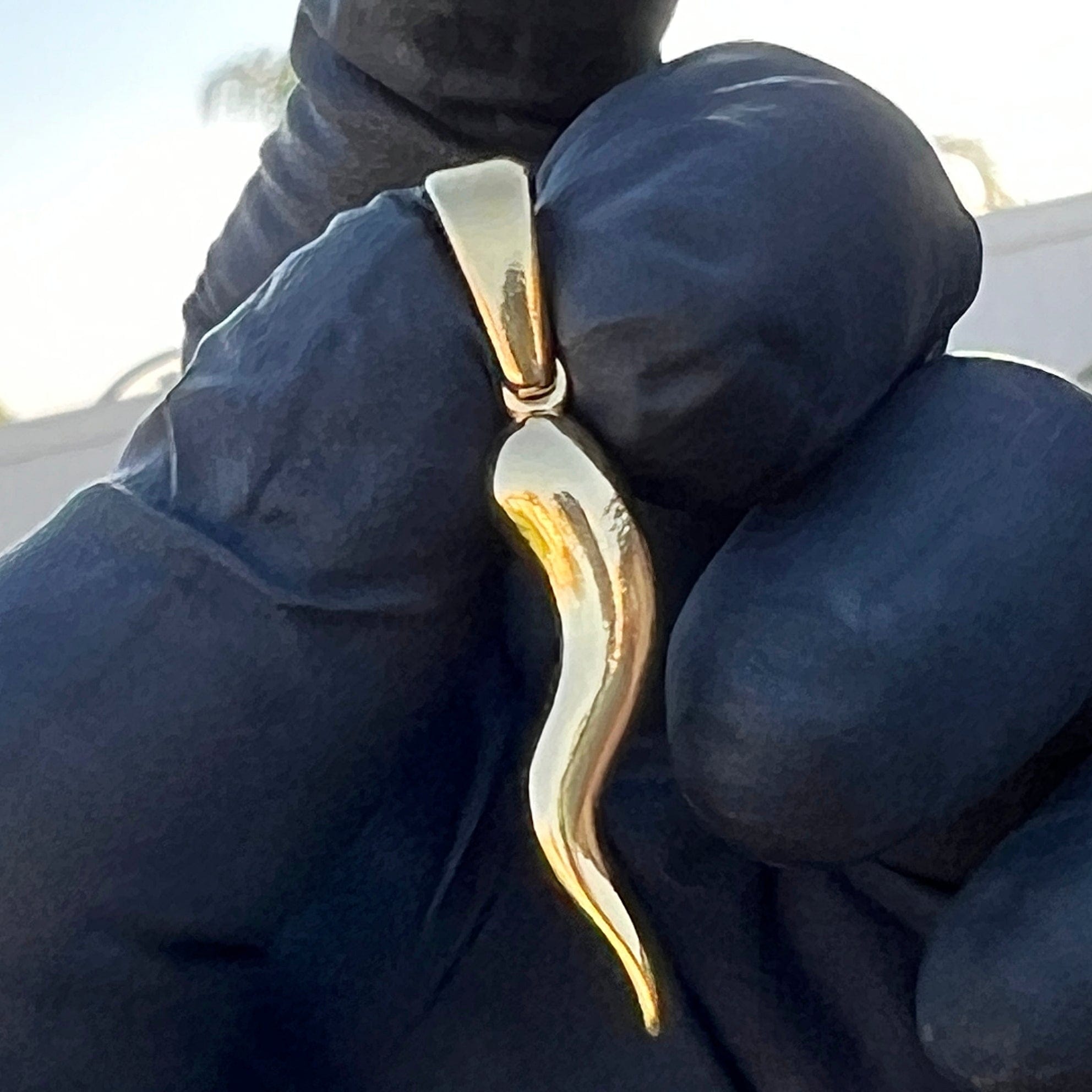 14k Gold Plated 925 Sterling Silver Italian Horn Cornicello Plain Pend