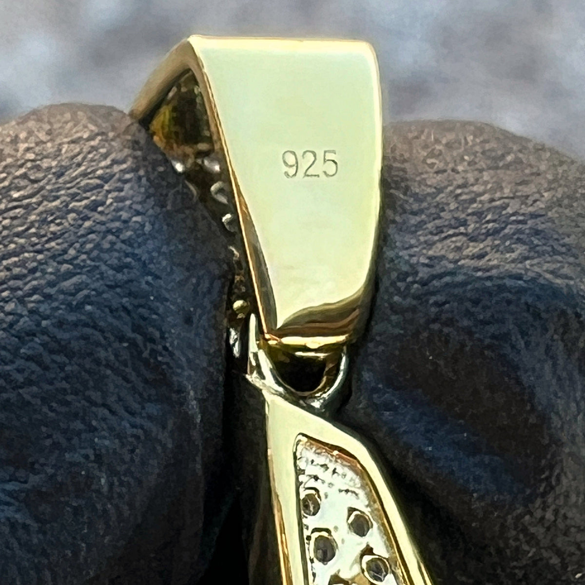 14k Gold Plated 925 Sterling Silver Jet Airplane Pendant CZ Iced Plane