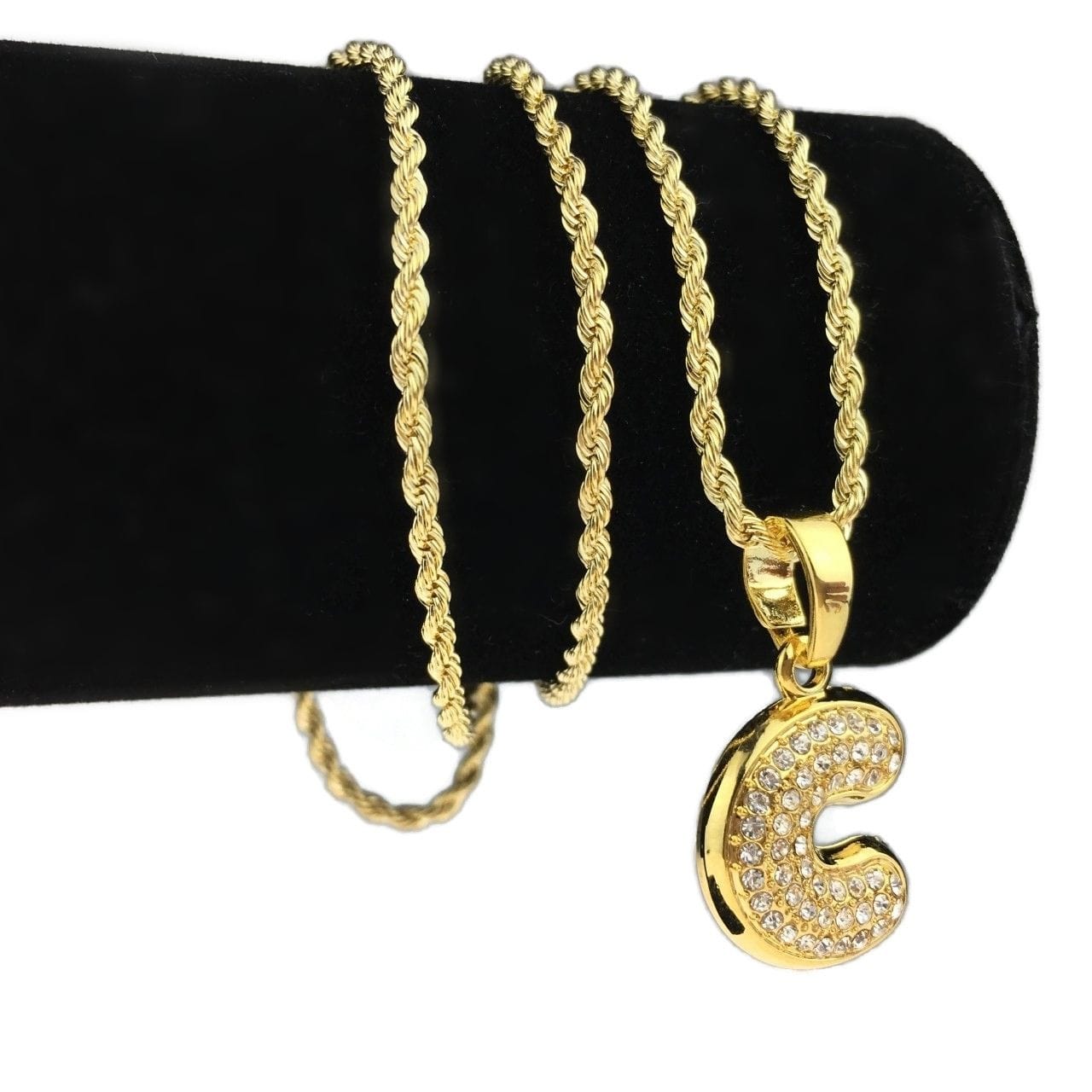 14K Gold Plated C Letter Micro Rope Chain Necklace