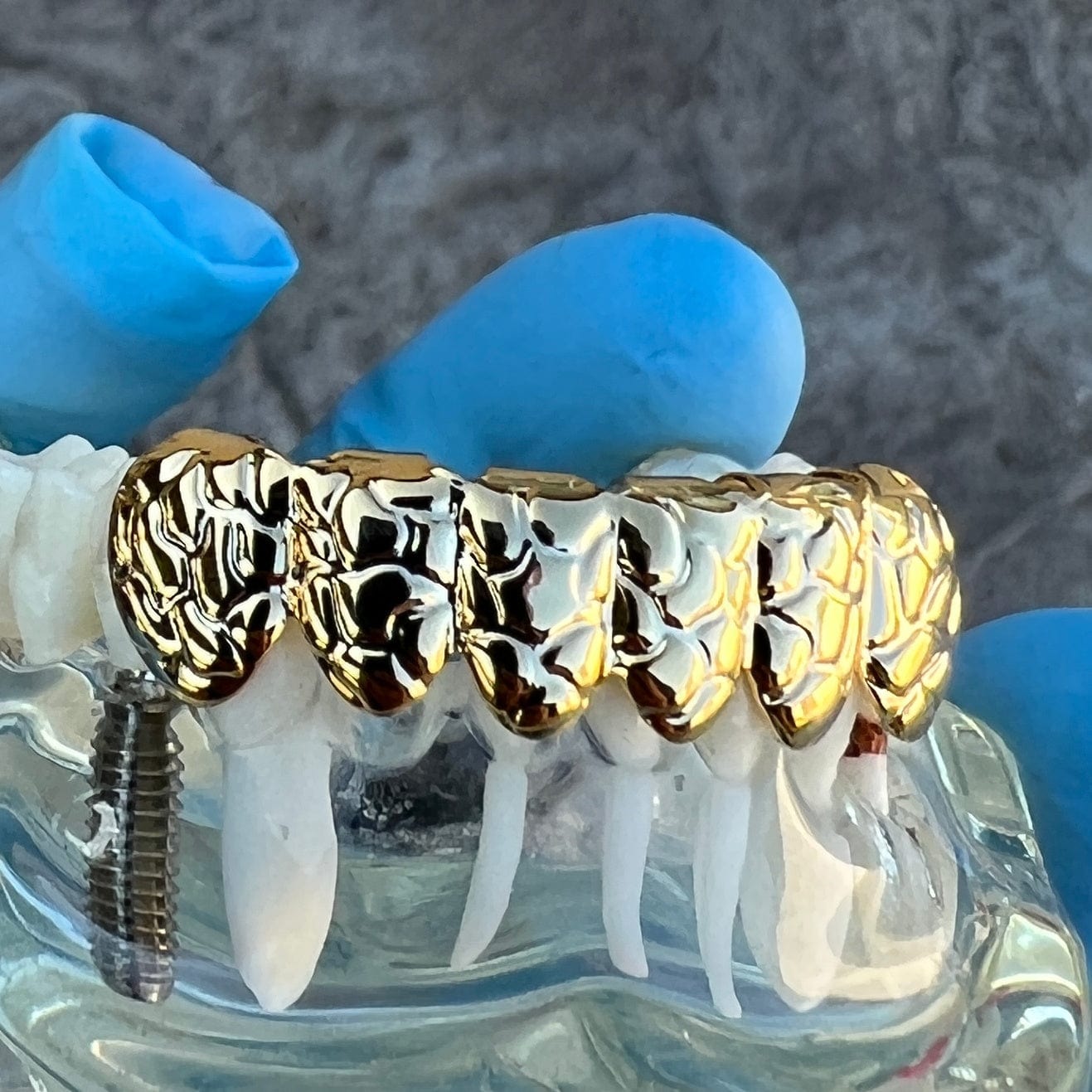 14k Gold Plated Deep Nugget Cut Grillz Bottom Six Teeth Grills