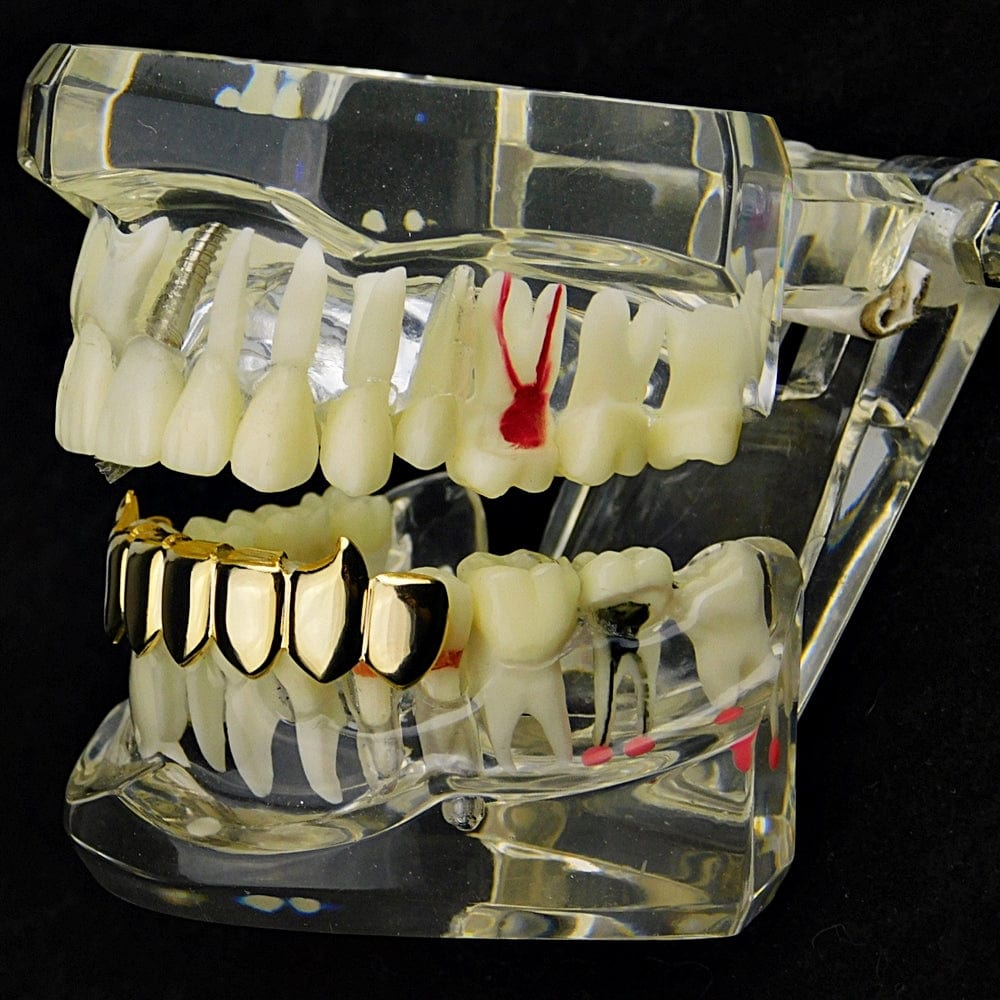 14K Gold Plated Eight Bottom Teeth Vampire Fangs Grillz