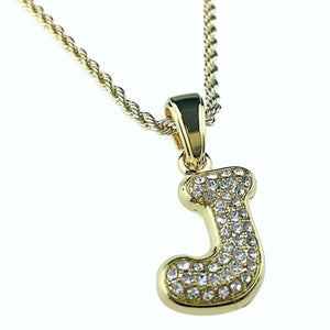 14K Gold Plated J Letter Micro Chain Rope Necklace