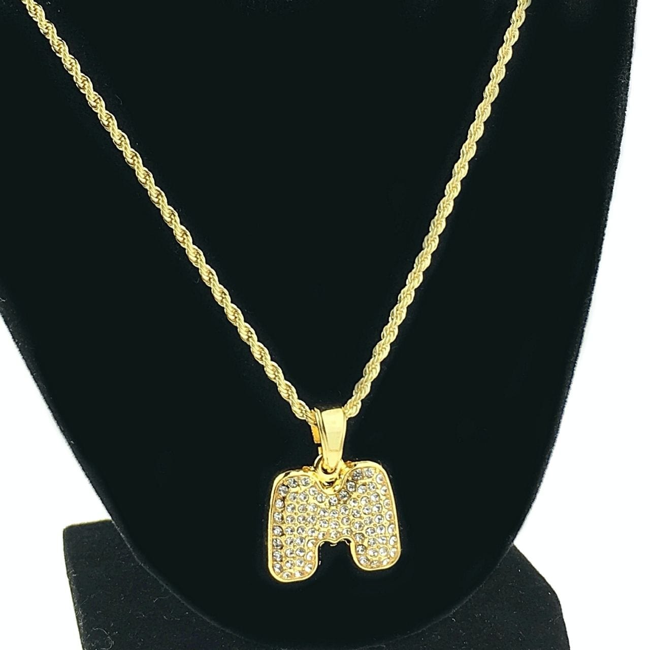 14K Gold Plated M Letter Micro Chain Rope Necklace