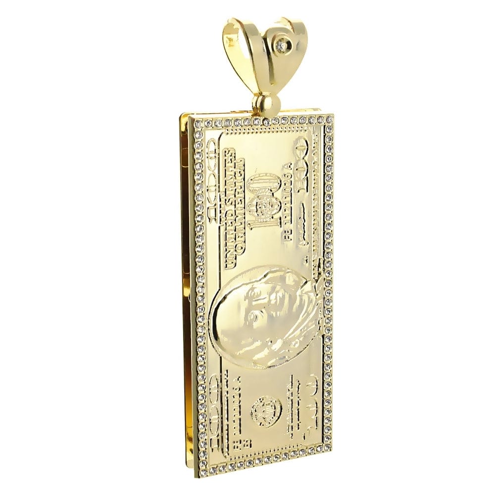14k Gold Plated One Hundred Dollar Bill $100 Cash Pendant