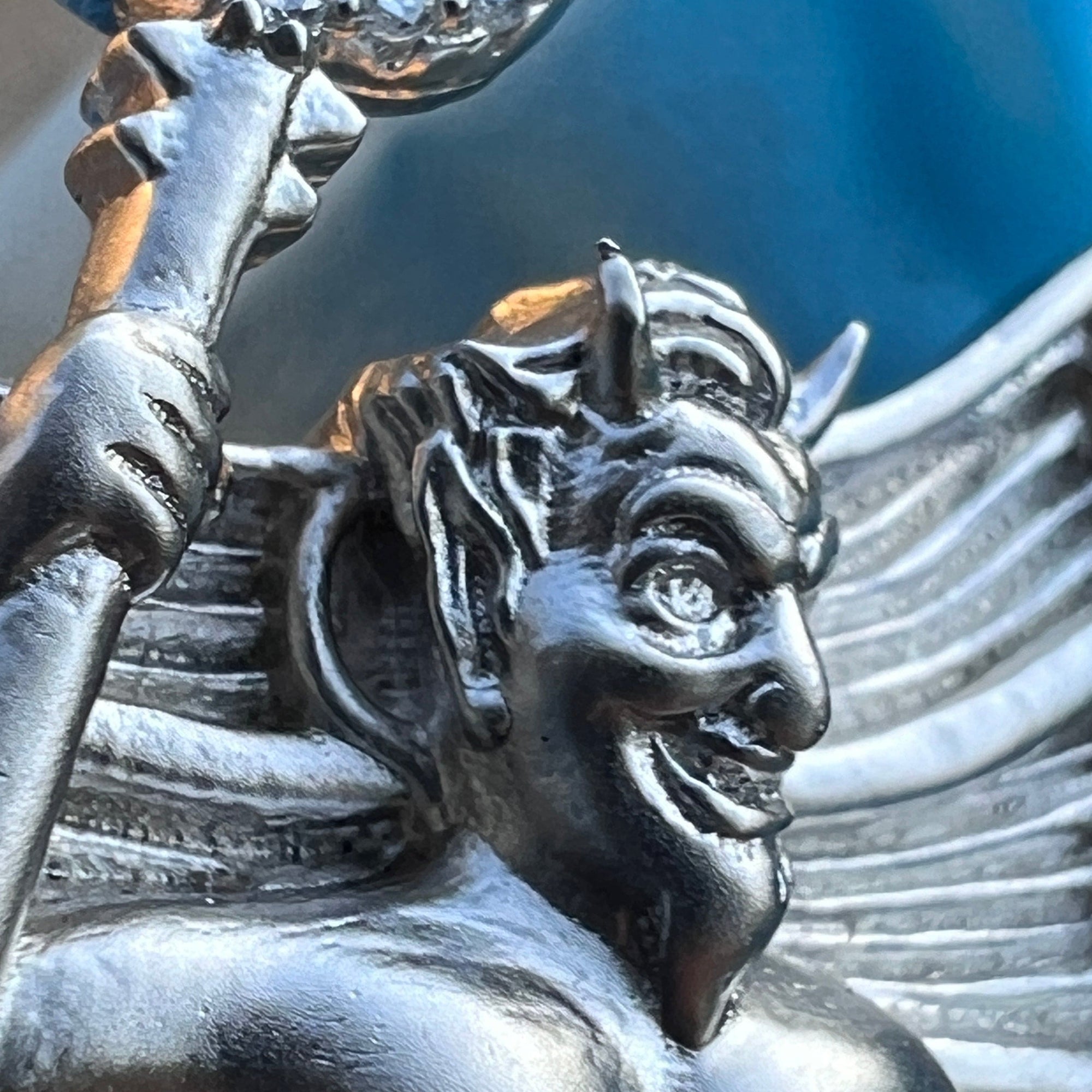 14K Gold Plated or Natural 925 Silver Devil Satan on Fire Moissanite P