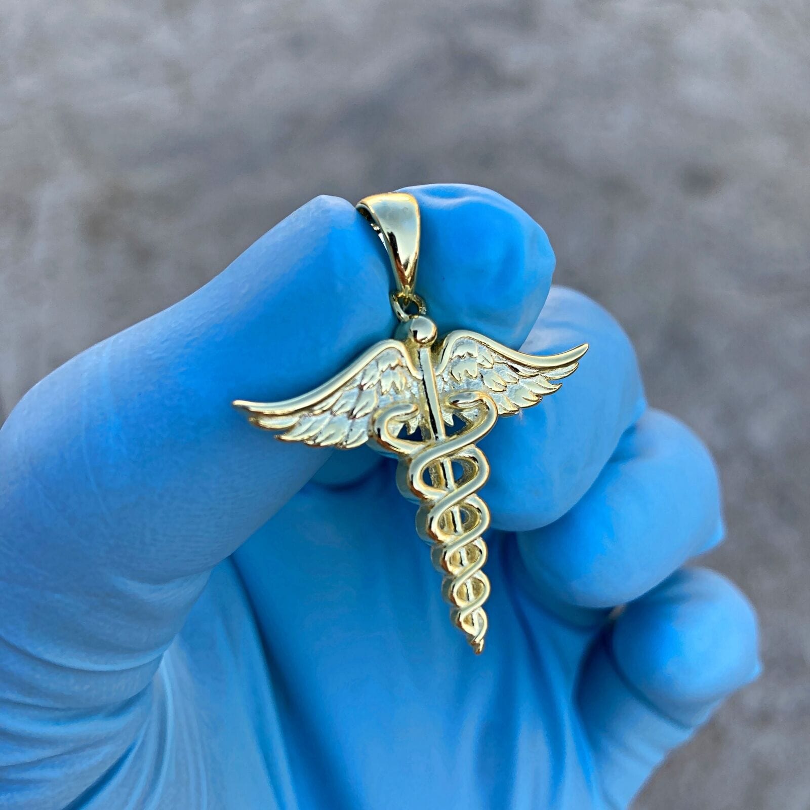 14k Gold Plated over 925 Silver Caduceus RN Nurse Medical Doctor Symbo