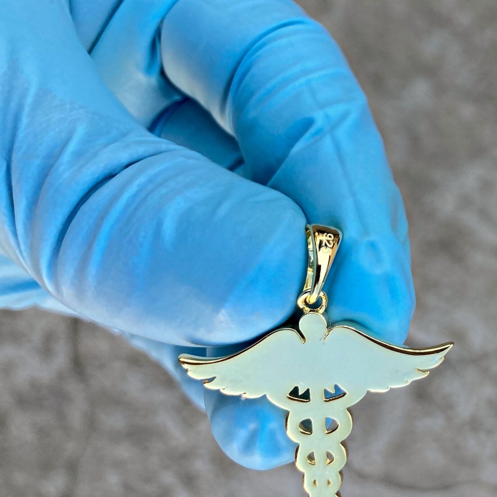 14k Gold Plated over 925 Silver Caduceus RN Nurse Medical Doctor Symbo