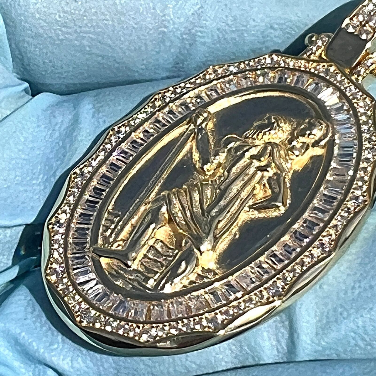 14k Gold Plated over 925 Sterling Silver St Saint Christopher San Cris