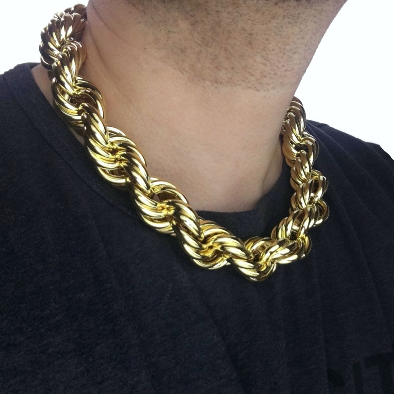 14K Gold Plated Rope Chain Necklace 25mm Thick x 20"