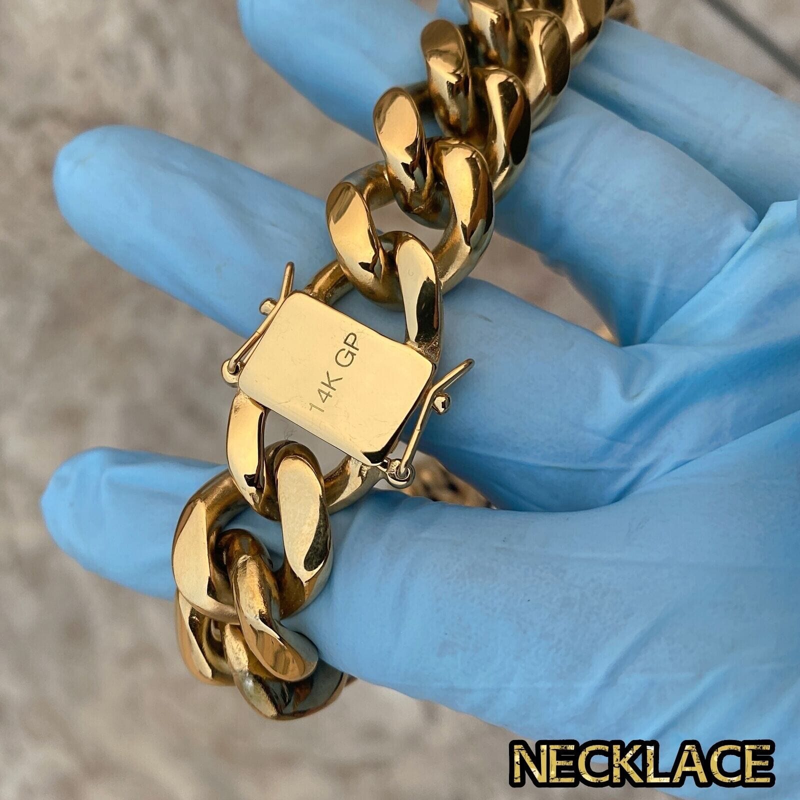 14k Gold Plated Stainless Steel Miami Cuban Link 32" Kilo Chain 8.5" 1