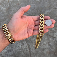 14k Gold Plated Stainless Steel Miami Cuban Link 32" Kilo Chain 8.5" 1