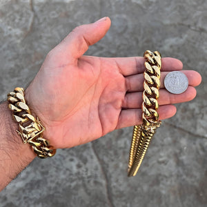 14k Gold Plated Stainless Steel Miami Cuban Link 32" Kilo Chain 8.5" 1