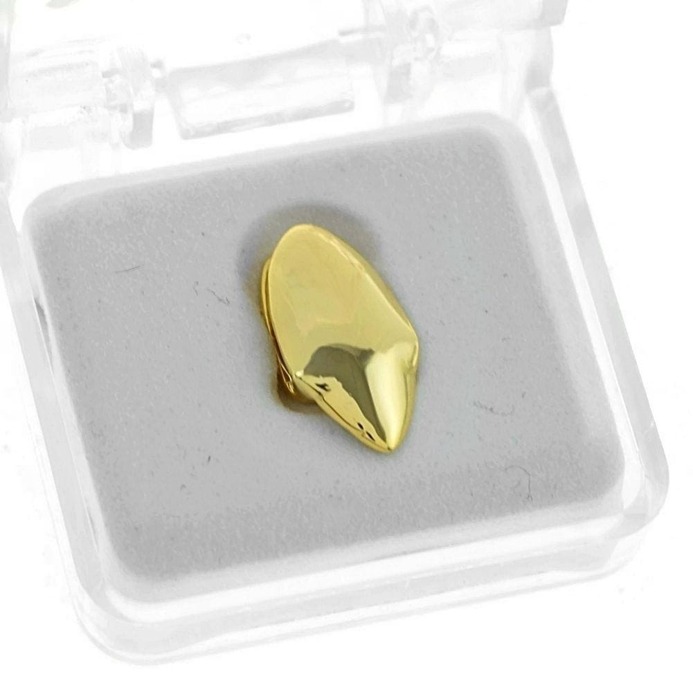 14K Gold Plated Vampire Fangs & Bottom Teeth Caps Set