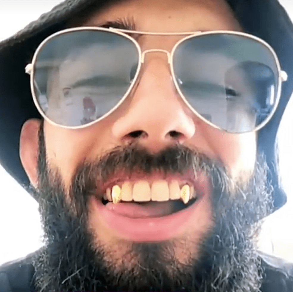 14K Gold Plated Vampire Fangs & Bottom Teeth Caps Set