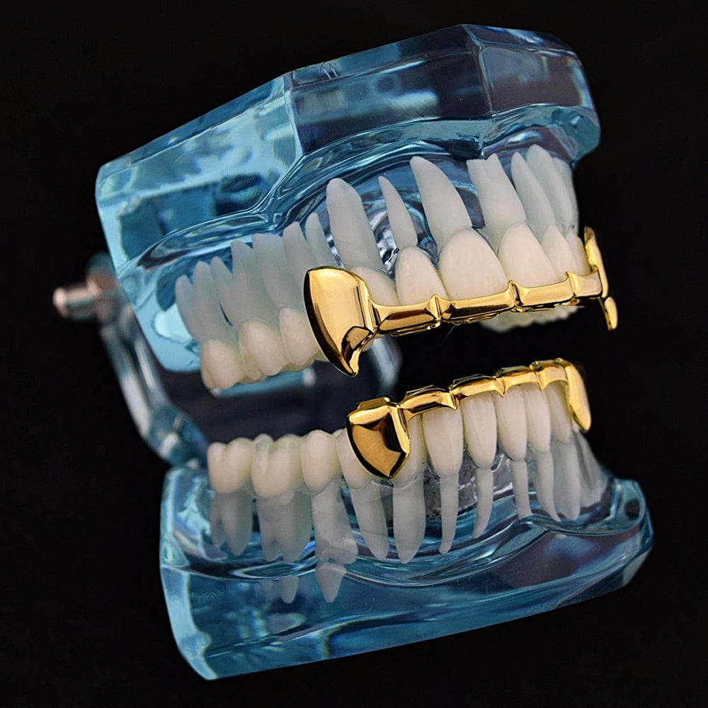 14K Gold Plated Vampire Half Teeth Grillz Set