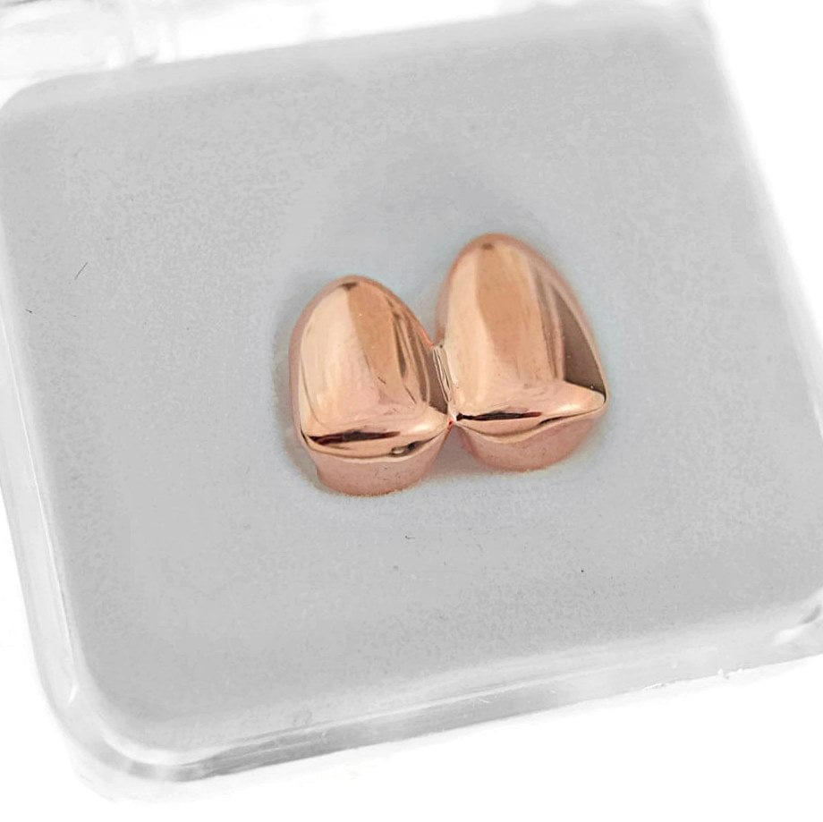 14K Rose Gold Plated Double Tooth Caps - Right Hand