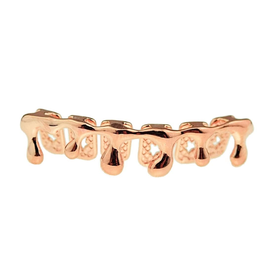 14K Rose Gold Plated Drip Bottom Teeth Grillz