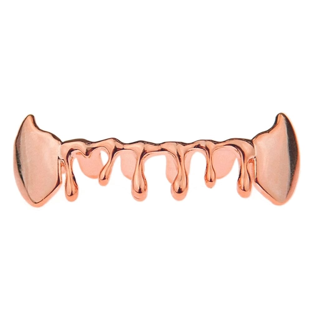 14K Rose Gold Plated Drip Bottom Vampire Fangs Grillz