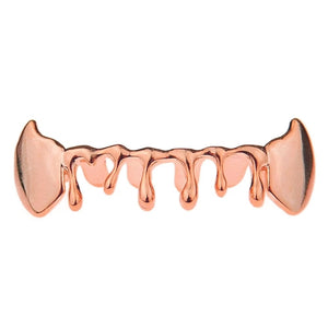 14K Rose Gold Plated Drip Bottom Vampire Fangs Grillz