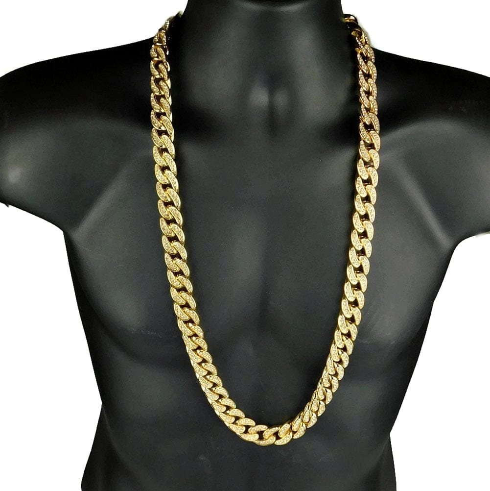 18k Gold Plated 36" x 18MM Iced Cuban Chain Necklace