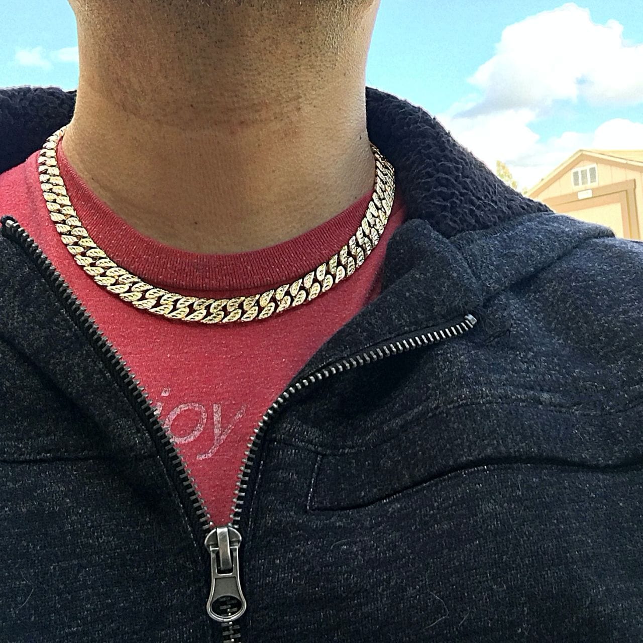 18k Gold Plated Diamond Cut Diamond Dust Cuban Chain Necklace 18"