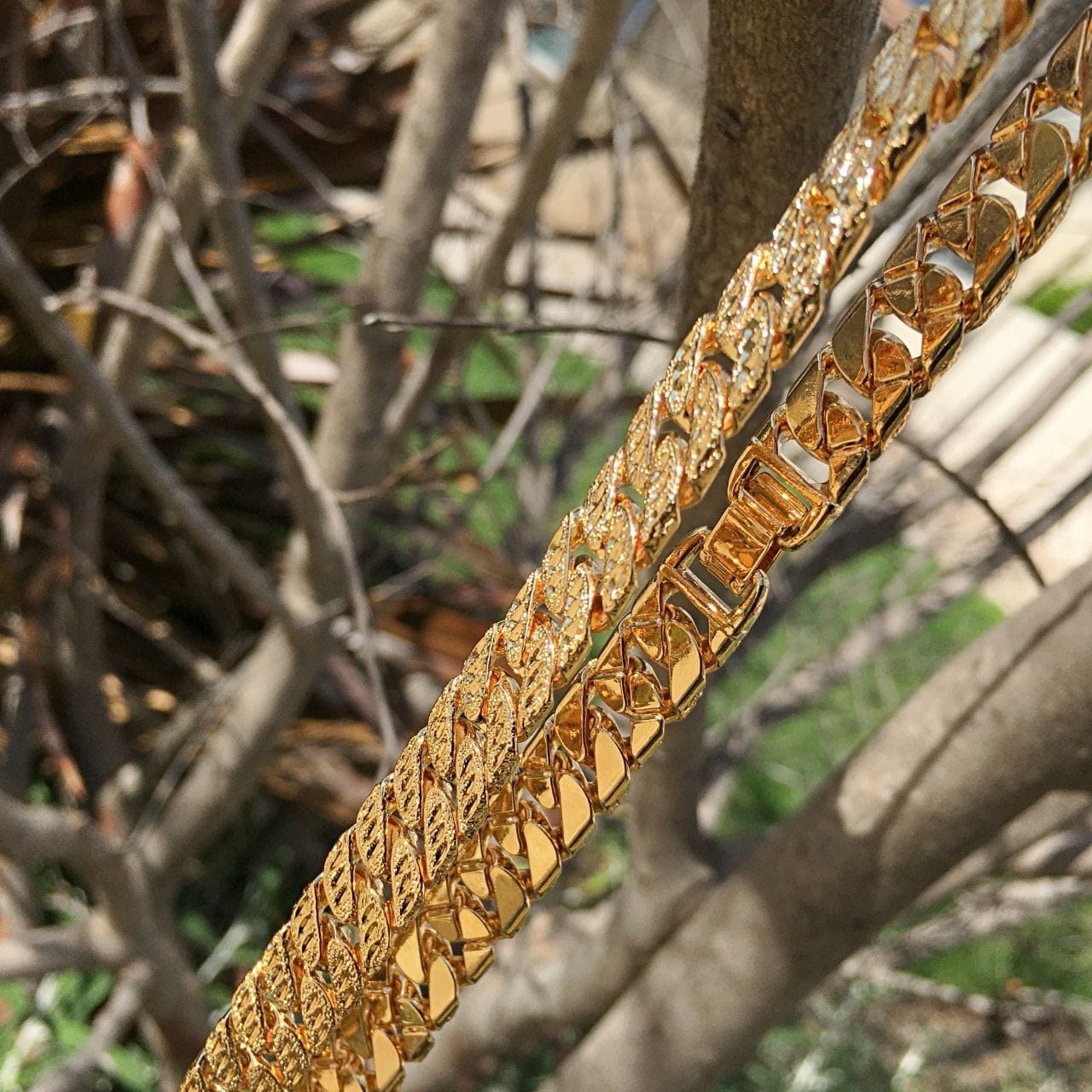 18k Gold Plated Diamond Cut Diamond Dust Cuban Chain Necklace 18"