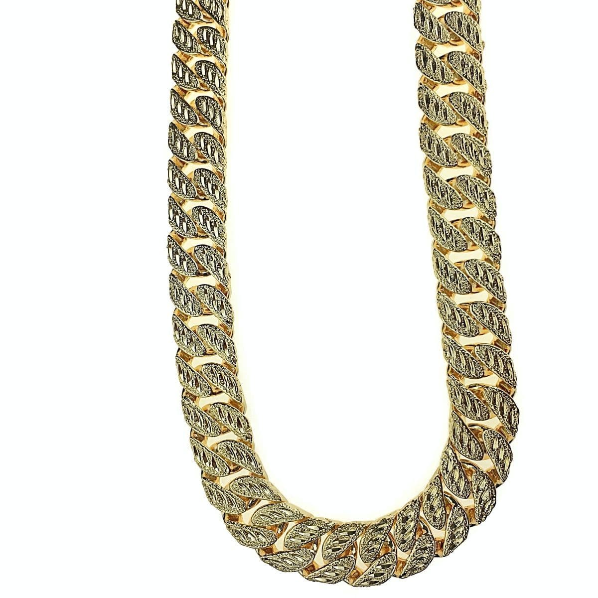 18k Gold Plated Diamond Cut Diamond Dust Cuban Chain Necklace 18"