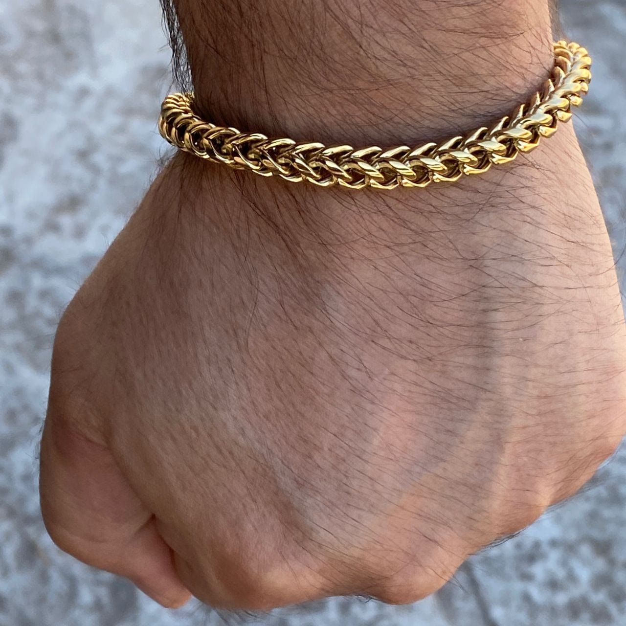 18K Gold Plated over Stainless Steel Franco Bracelet 9"