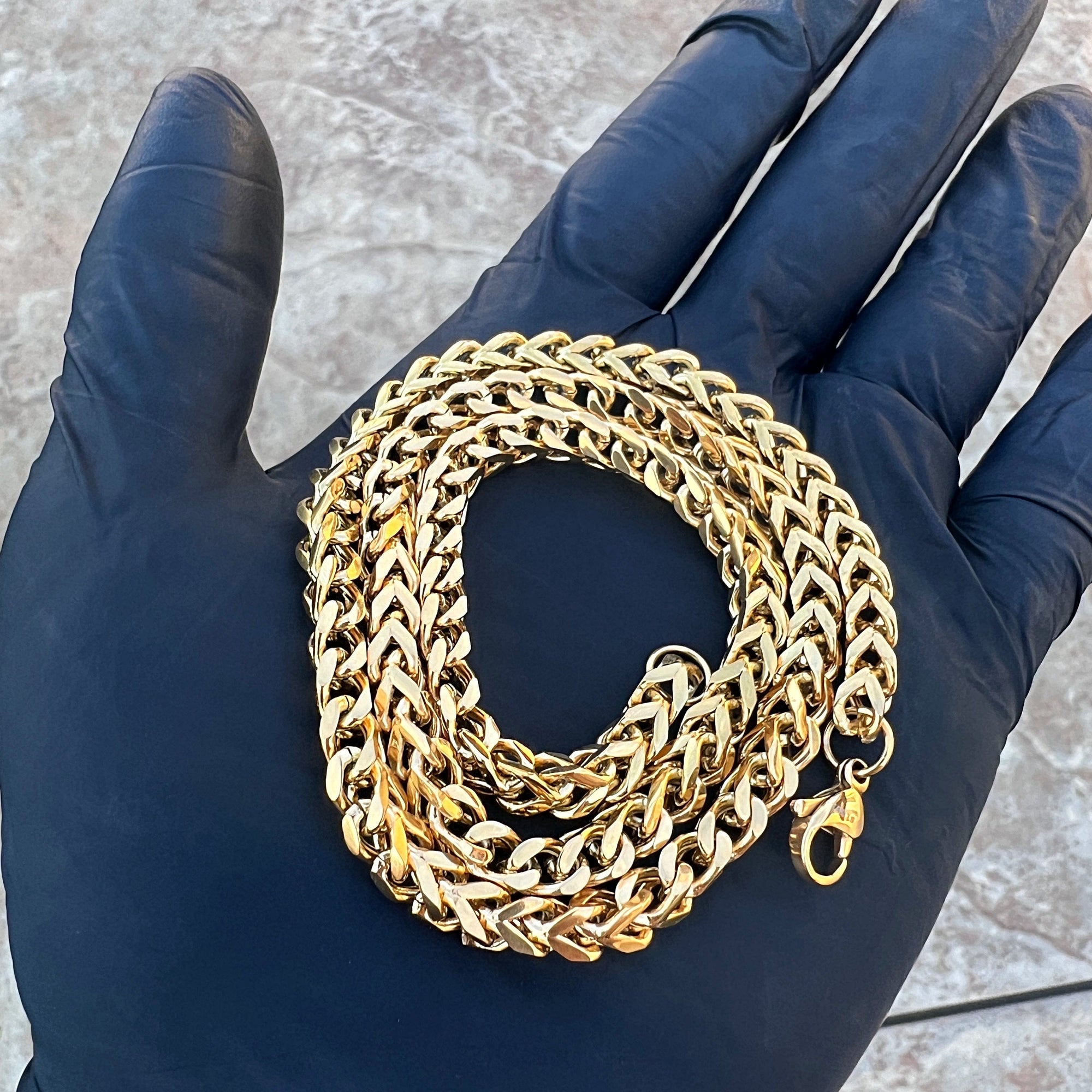 18K Gold Plated Stainless Steel Franco Chain Foxtail 20"-30" Solid Nec
