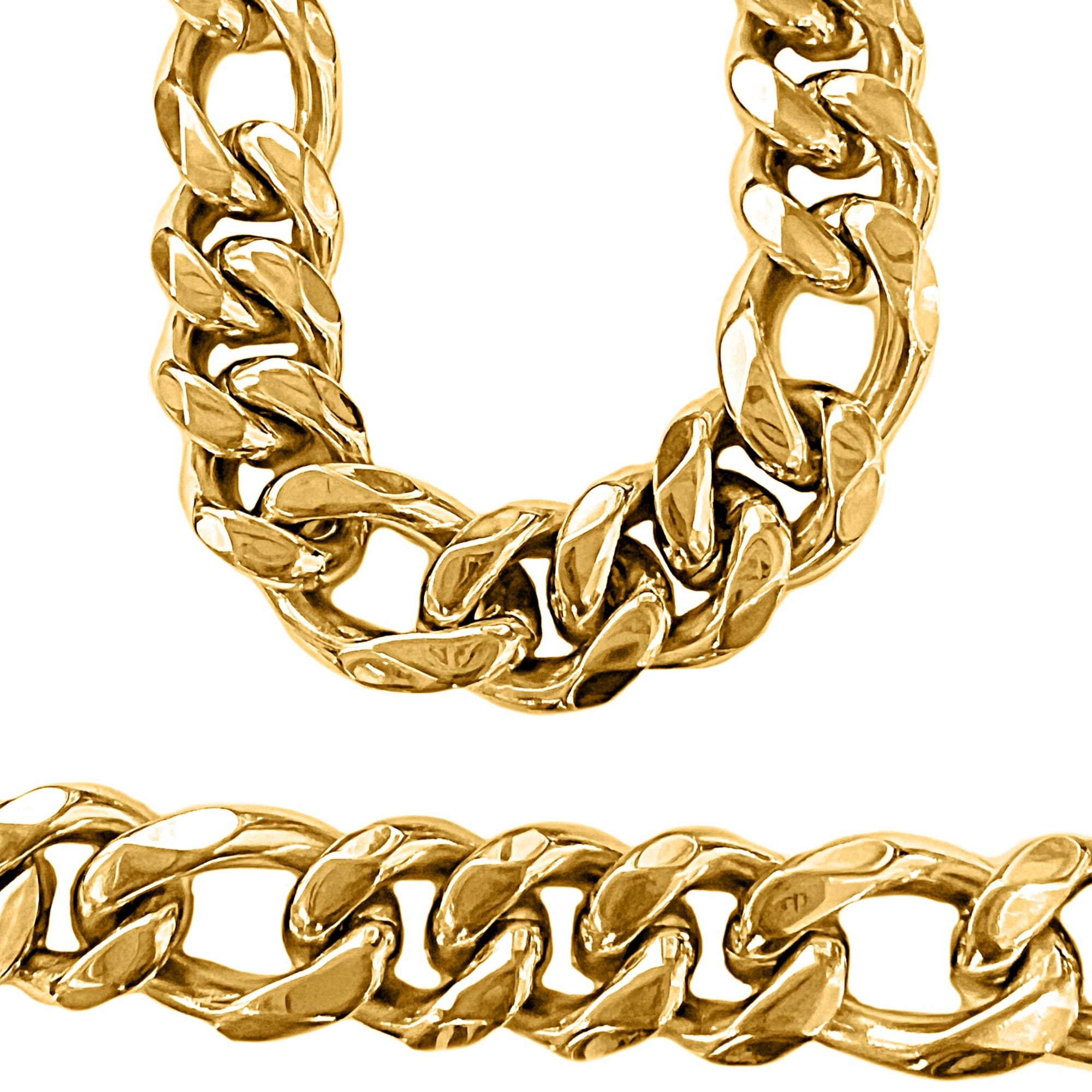 24K Gold Plated 316L Stainless Steel Figaro Chain Necklace 22MM 18"-30