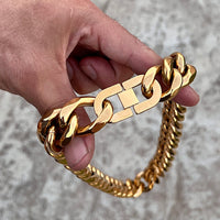 24K Gold Plated 316L Stainless Steel Figaro Chain Necklace 22MM 18"-30