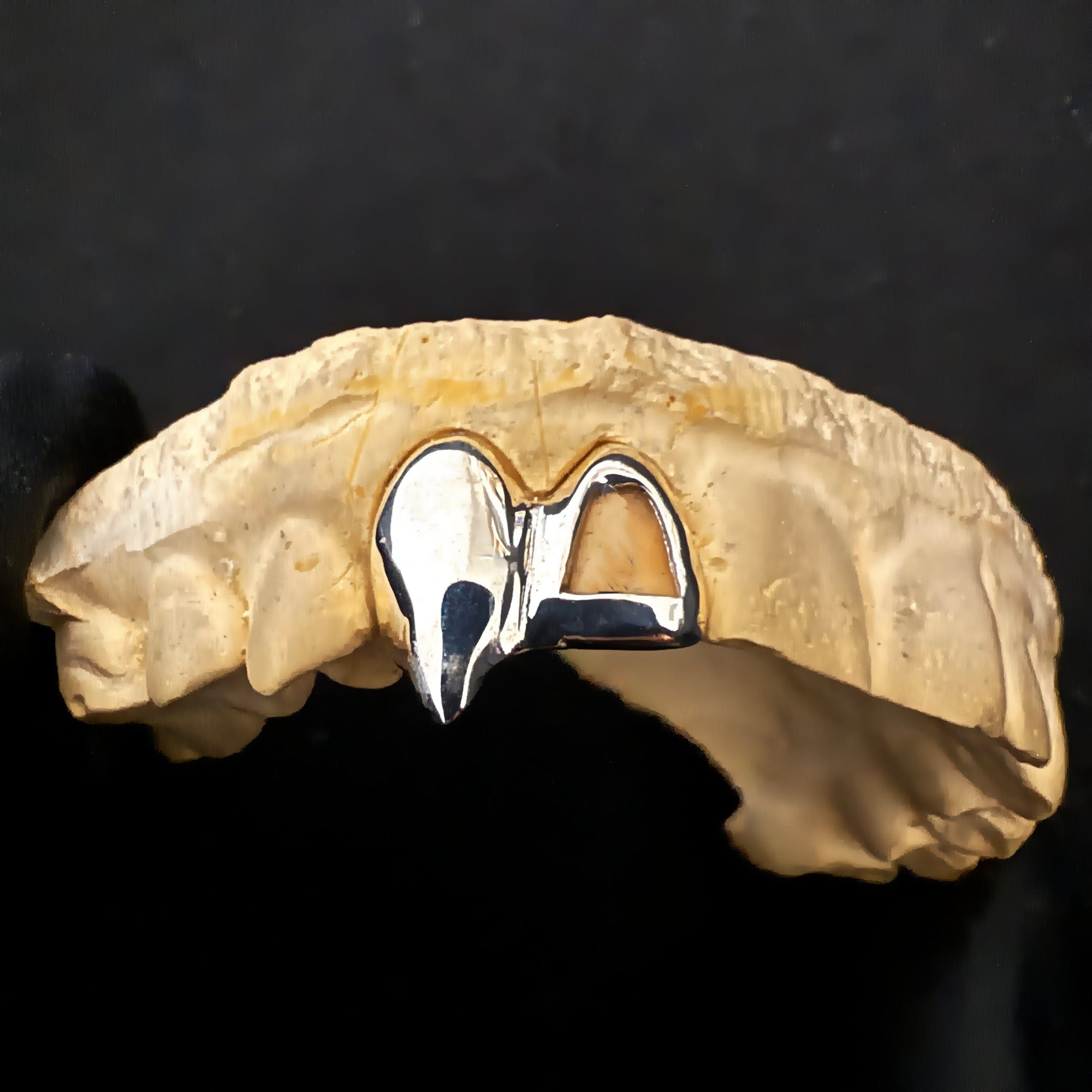 925 Silver Custom Fangs Set Double Caps Vampire Teeth Fang & Open Toot