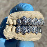 925 Silver Custom Grillz Diamond Dust With Diamond-Cuts Open Face Inci