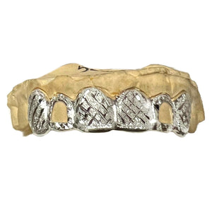 925 Silver Custom Grillz Diamond Dust With Diamond-Cuts Open Face Inci