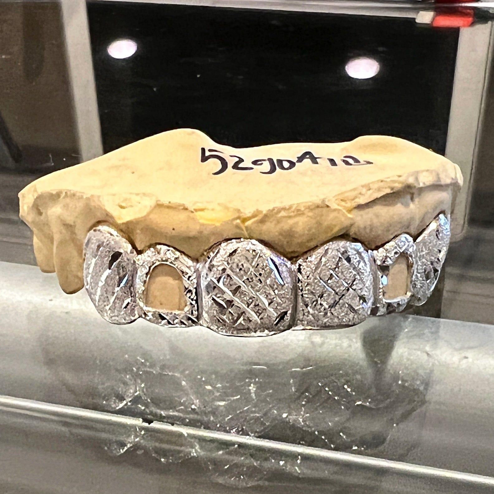 925 Silver Custom Grillz Diamond Dust With Diamond-Cuts Open Face Inci