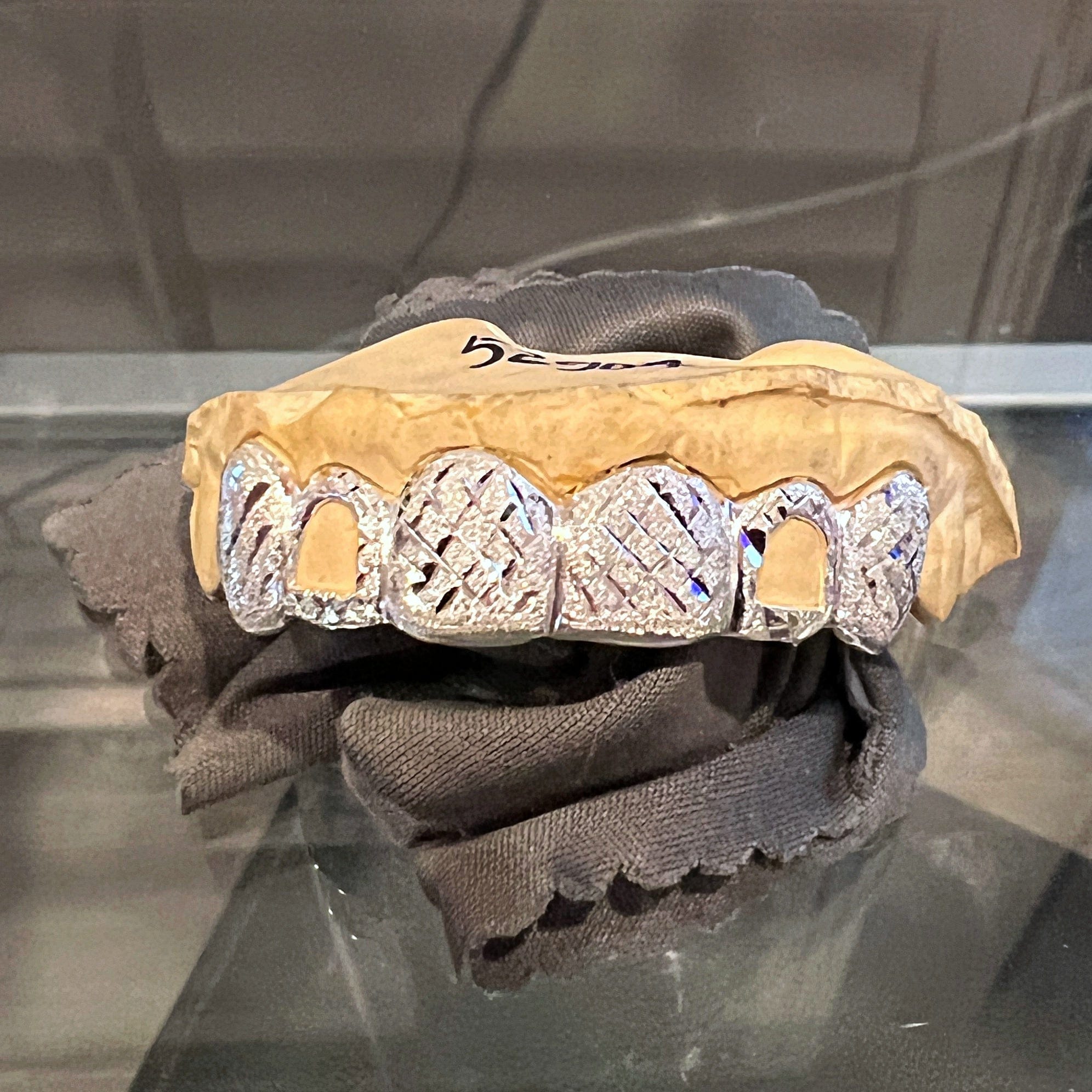 925 Silver Custom Grillz Diamond Dust With Diamond-Cuts Open Face Inci