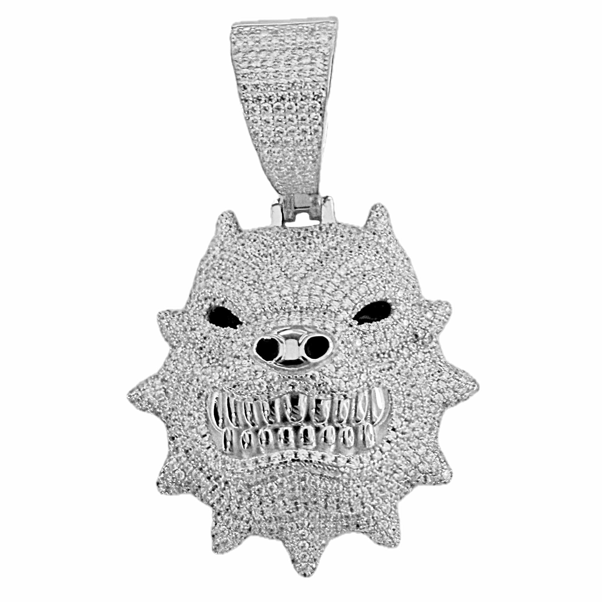 925 Sterling Silver Big Dog Pitbull CZ Iced Bling Out Huge Pit Bull Pe