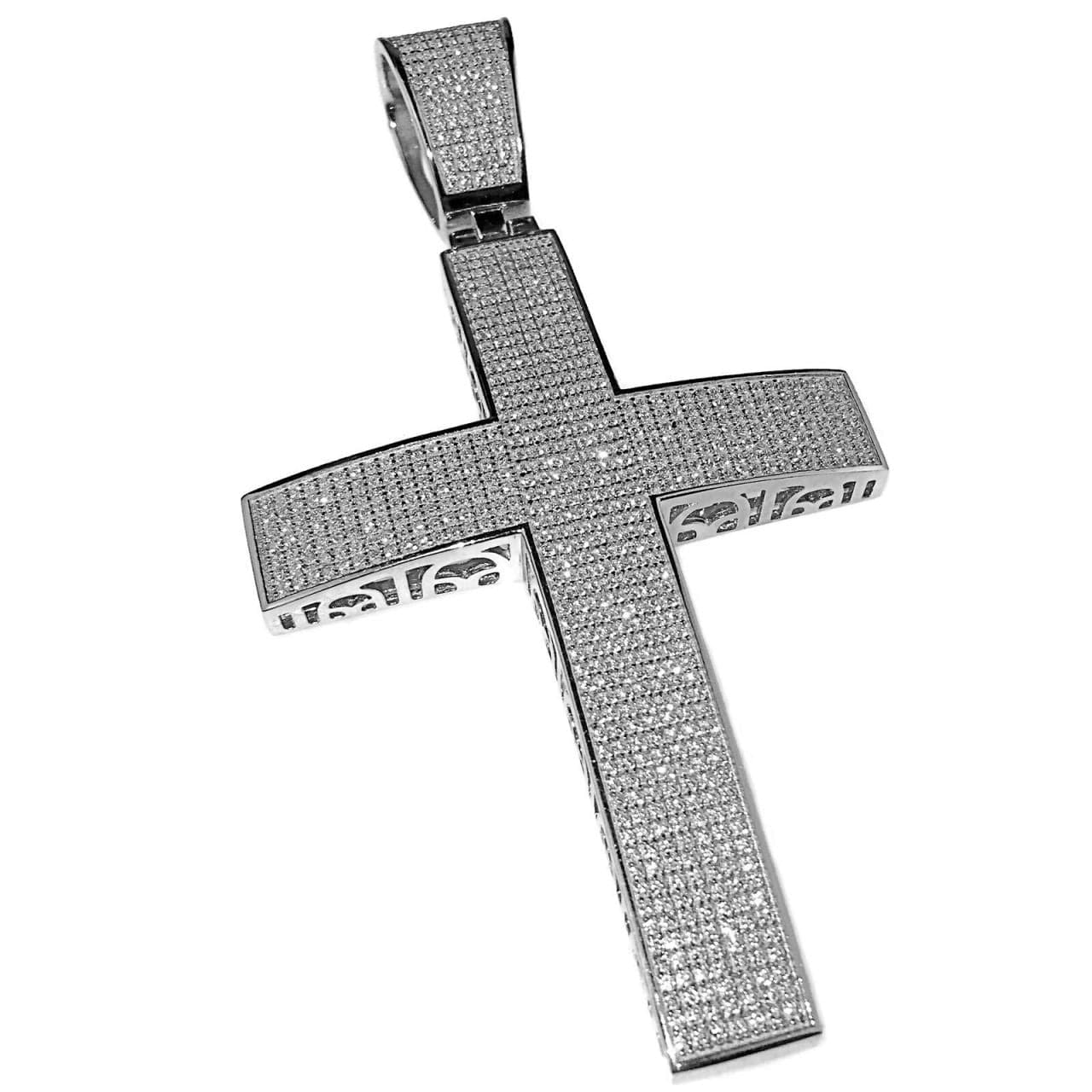Men's Big Cross Bust-Down Hip Hop Pendant - Solid 925 Sterling Silver ...