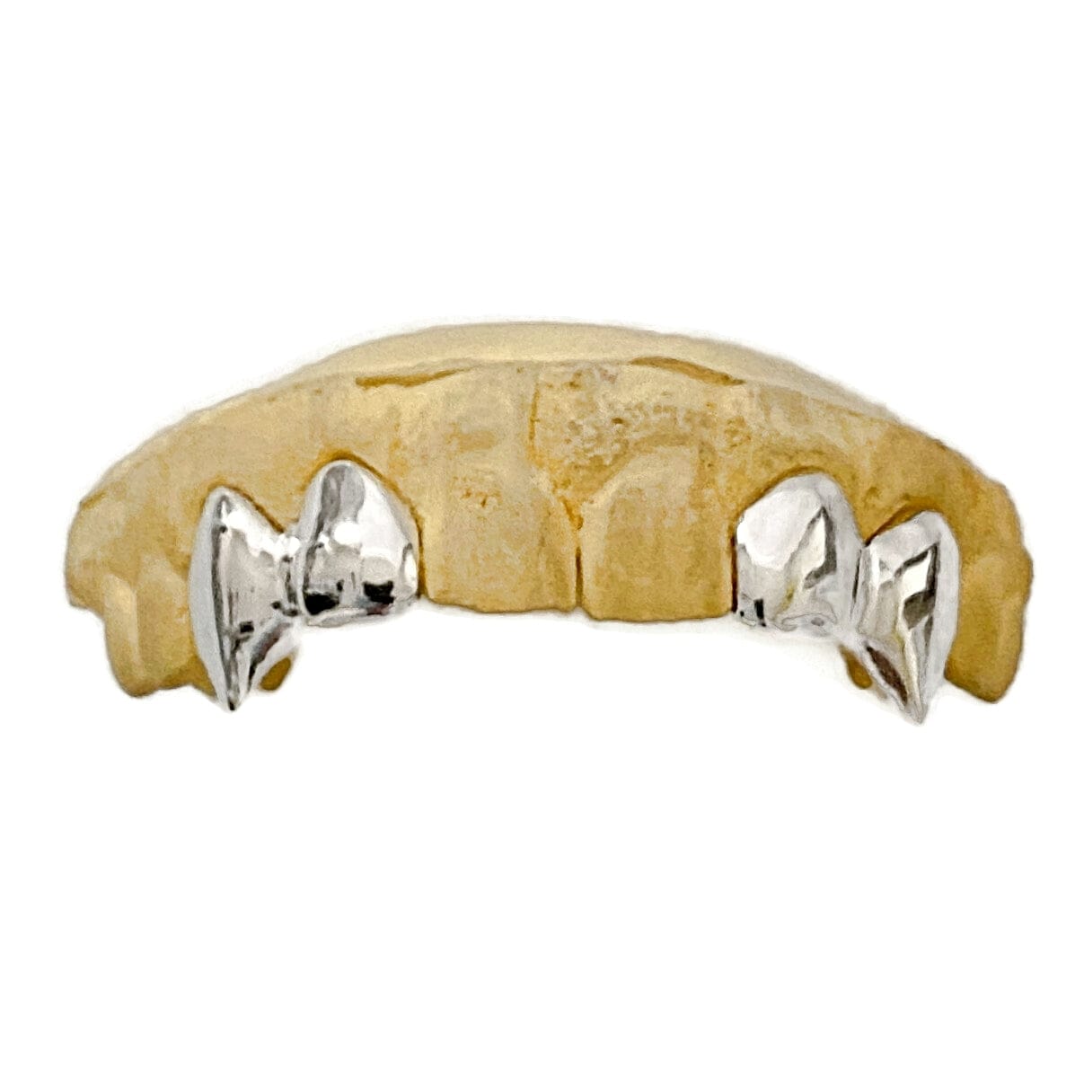 925 Sterling Silver Custom Fangs Double Grillz Set Vampire Fang & Toot