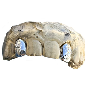 925 Sterling Silver Custom Starburst Single Cap Grillz Set Two Teeth